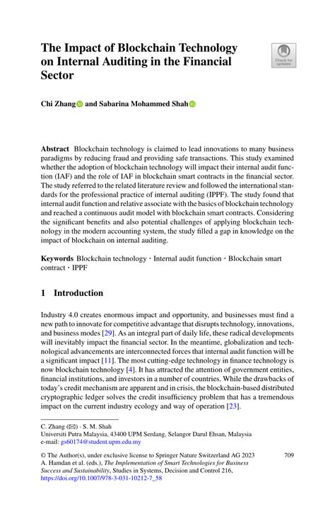Pdf The Impact Of Blockchain Technology On Internal Auditing In The Financial Sector