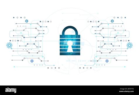 Abstract Cyber Security With Padlock Blue Circle Technology Future