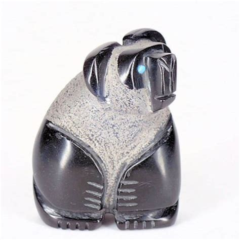Zuni Bear Fetishes Black Marble Panda Bear Fetish Carving Reynold