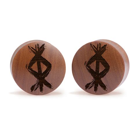 Protection Rune Viking Plug Gauge Saba Wood Convex Double Flare