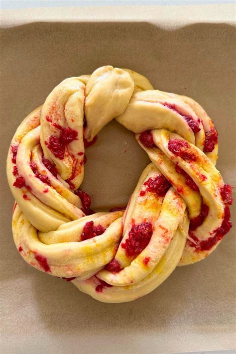 Festive Sourdough Braided Brioche Wreath With Raspberries And Orange