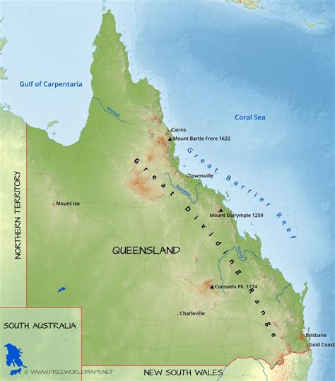 Queensland Australia Karte Queensland Map With Cities Lpvhu