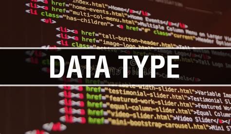 data type concept illustration using code for developing programs and