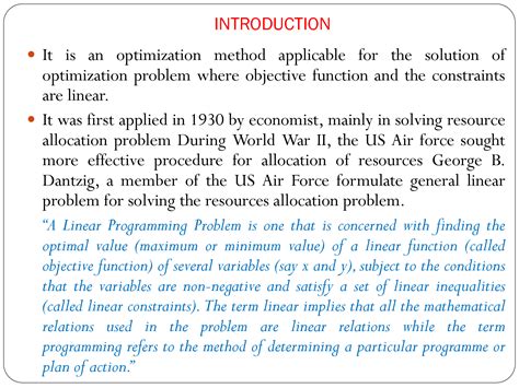 SOLUTION Presentation On Linear Programming Studypool