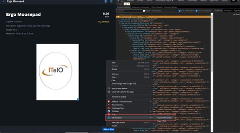 right clicking on a a control select ui5 inspector inspect ui5