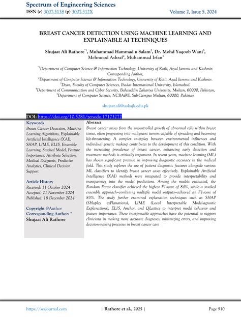 Pdf Breast Cancer Detection Using Machine Learning And Explainable Ai Techniques
