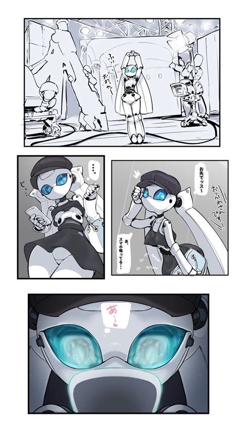 Rule 34 Android Black Headwear Black Skirt Blue Eyes Blue Sclera Cabbie Hat Cellphone Colored