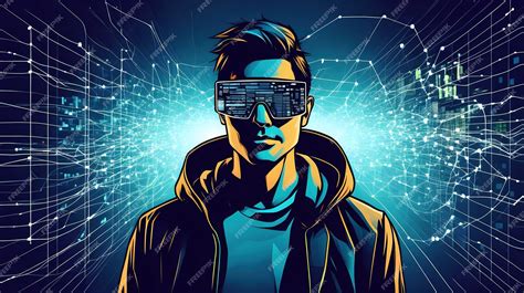 premium photo a stylized illustration of a hacker wearing augmented