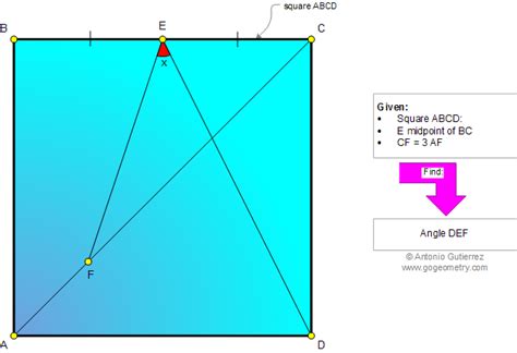 Geometry Classes Problem Square Midpoint Diagonal Ratio Angle Measure Auxiliary
