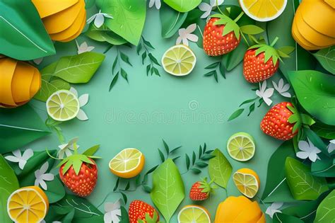 mockup of fruits leaves and wildflowers 3d animation style layered