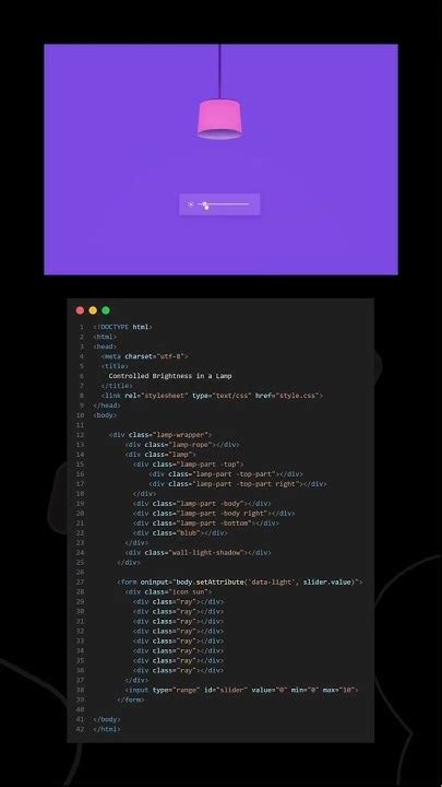 Controlled Brightness In A Lamp Html Css Webdesign Webdevelopment Youtube