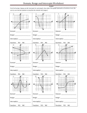 Fillable Online Domain Range And Intercepts Worksheet Fax Email Print PdfFiller