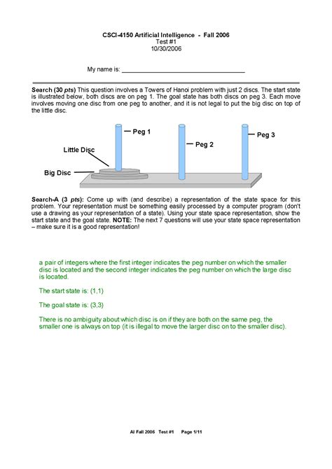 Practice Test 1 On Introduction To Artificial Intelligence Csci 4150