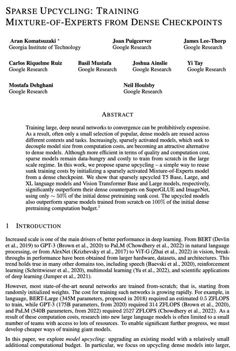 Sparse Upcycling：稠密检查点专家混合训练 智源社区