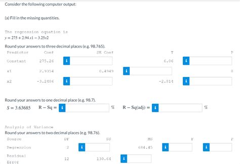 Solved Consider The Following Computer Output A Fill In Chegg Com