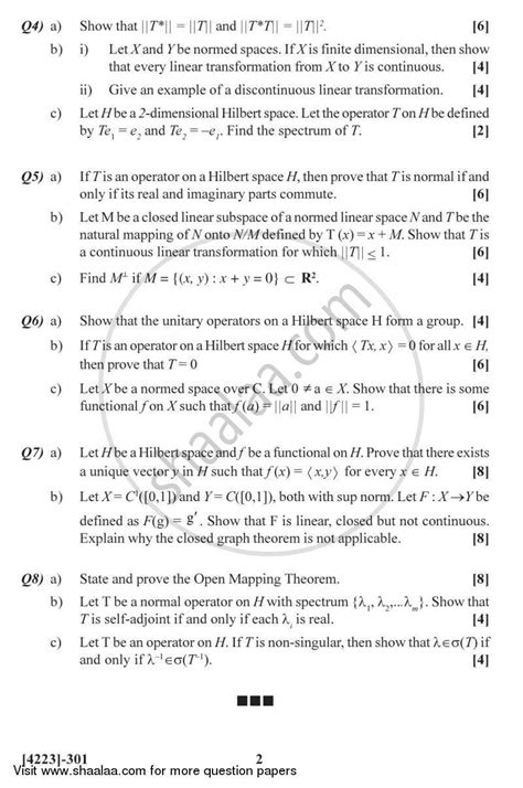 Functional Analysis 2012 2013 M Sc Mathematics Semester 3 Question