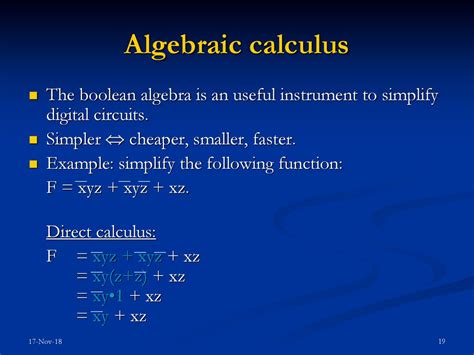 17 Nov 18 Logic Algebra 1 Combinational Logic Ppt Download