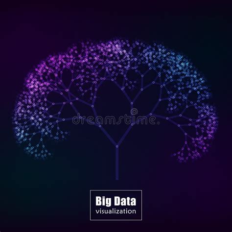Big Data Visualization Glowing Tree Vector Stock Vector Illustration