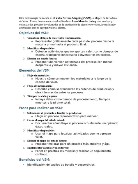 Optimización De Procesos Con Vsm Pdf