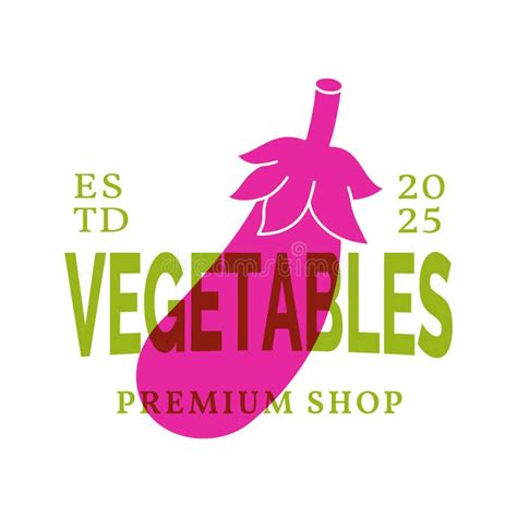 Eggplant Logo Design Template Natural Vegetarian Food Symbol Stock