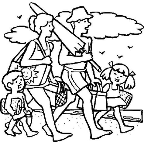 Colorea Tus Dibujos Dibujo De Vacaciones En Familia Para Colorear