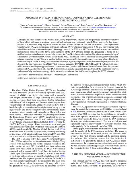 Pdf Advances In The Rxte Proportional Counter Array Calibration