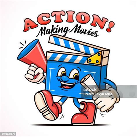 클래퍼 보드 영화 감독 캐릭터 마스코트입니다 로고 마스코트 티셔츠 스티커 및 포스터에 적합 영화 슬레이트에 대한 스톡 벡터 아트 및 기타 이미지 Istock