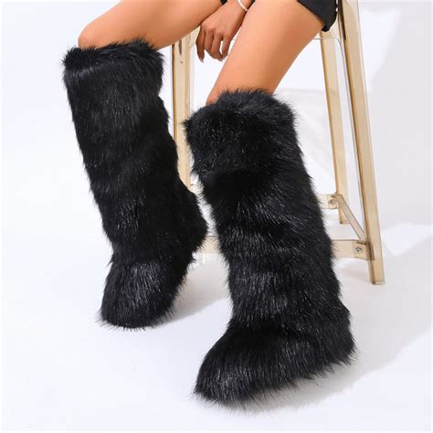 Knee High Faux Fur Boots For Women Alicefurs