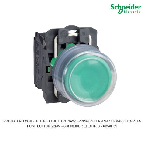 projecting complete push button dia22 spring return 1no unmarked green