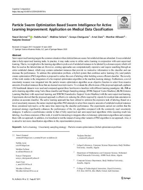 Pdf Particle Swarm Optimization Based Swarm Intelligence For Active