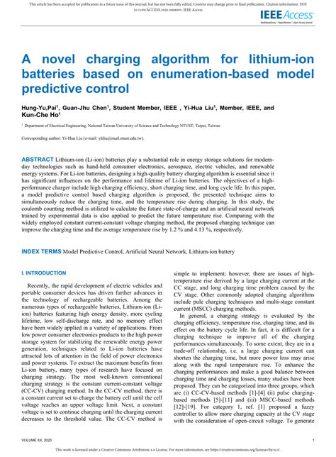 Pdf A Novel Charging Algorithm For Lithium Ion Batteries Based On