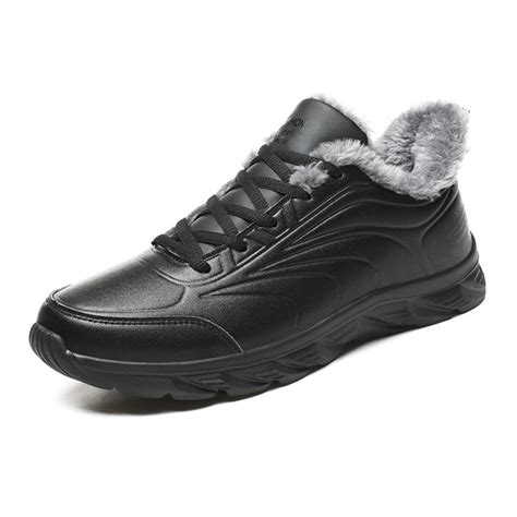 Men Winter Fur Lined Non Slip Warm Microfiber Leather Snow Boot Calceus