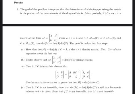 Solved Proofs The Goal Of This Problem Is To Prove That Chegg
