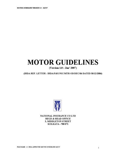 12 Irda Approved Motor Guidelines Jan 07 Pdf