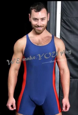 Shop4happy Latex Mens Singlet Rubber Bodysuit Wrestling Singlet Mens
