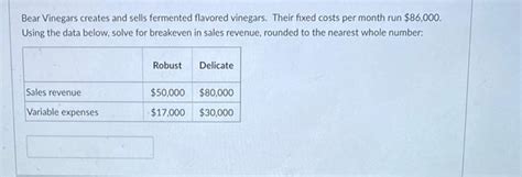 solved using the data below solve for variable expense