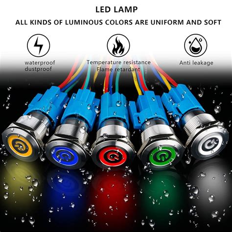Buy Monrand PC Latching Push Button Switch V DC ON Off Self Locking Latching Push Button