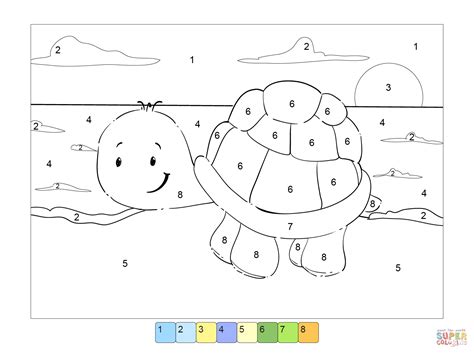 Turtle Color By Number Free Printable Coloring Pages