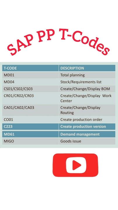 Sap Pp T Codes Important Sap Sappp Ytshorts Shorts Viral Youtube