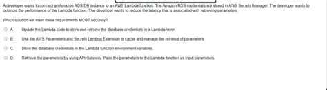 solved a developer wants to connect an amazon rds db
