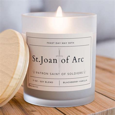 St Joan Of Arc Candle Patron Saint Of Soldiers Coconut Soy Wax Etsy