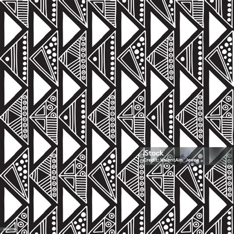 원활한 벡터 패턴입니다 흑인과 백인 기하학적 배경 손으로 그려 장식 부족 요소 인종 민족 전통 모티브 인쇄 그래픽 벡터 일러스트입니다 0명에 대한 스톡 벡터 아트 및 기타