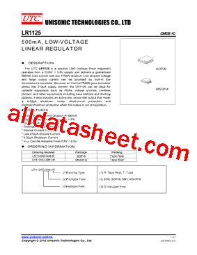 Lr1125 Datasheetpdf Unisonic Technologies