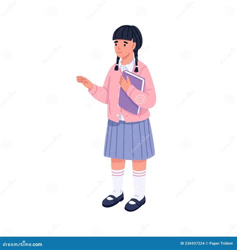 Escolar Con Libro En La Mano Estudiante Asiática Feliz Alumna De Sexo Femenino Con Libro De