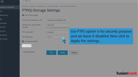 How To Configure An Ftp Backup In Plesk Fusionhost Youtube