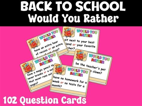 Back to School Would You Rather Questions | Printable Question Cards ...