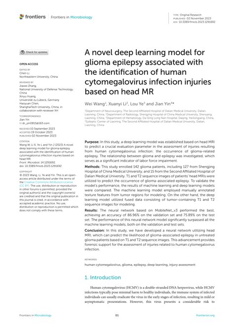 Pdf A Novel Deep Learning Model For Glioma Epilepsy Associated With The Identification Of