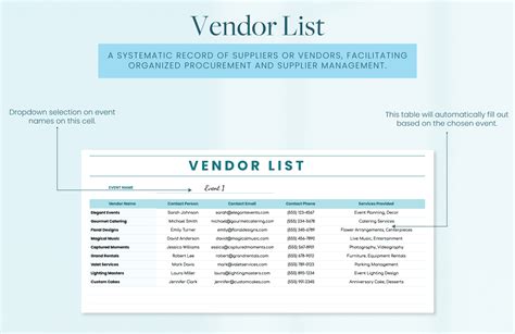 Vendor List Template Download In Excel Google Sheets Template Net