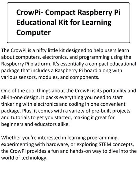 crowpi compact raspberry pi educational kit for learning computer at