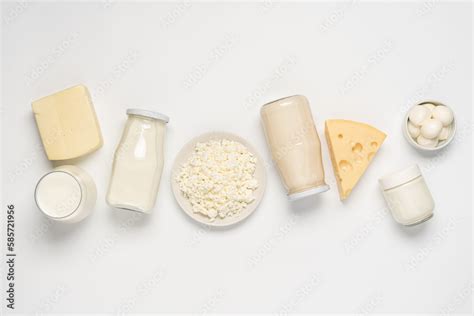 Variation Of Organic Dairy Products Farm Cheese Milk Yogurt Cottage